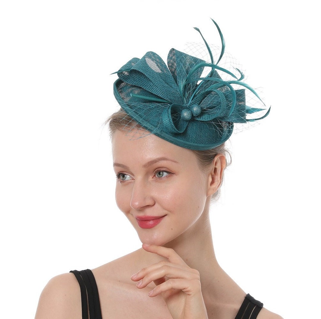Teal Color Fascinator Hat for Women Tea Party Wedding Kenturky Derby ...