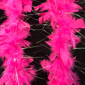 Cerise Pink W/silver Lurex Color 25 Gram, 4 Feet Long Chandelle Feather ...