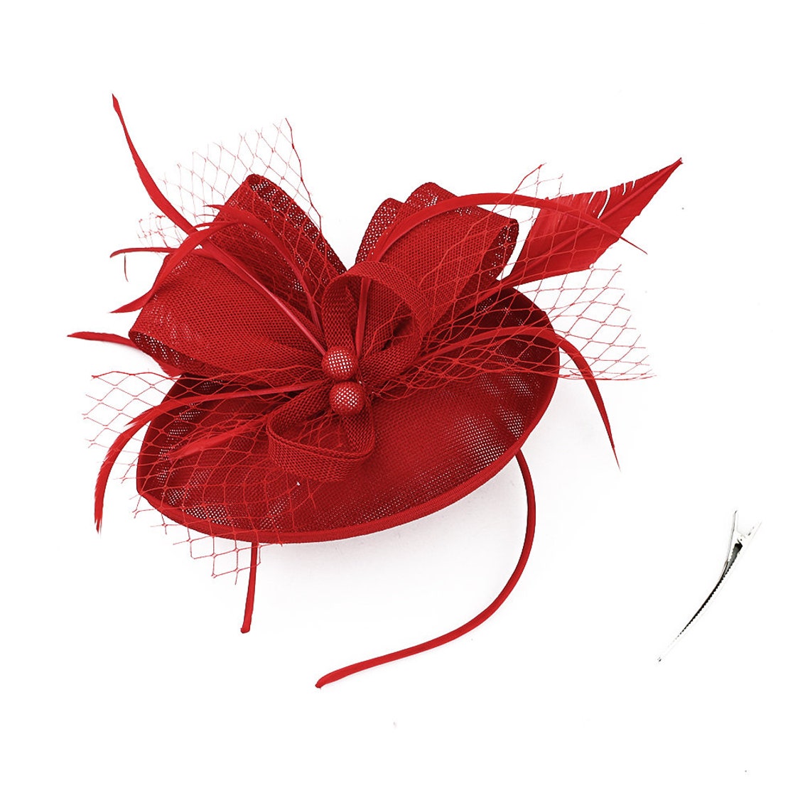Red Color Fascinator Hat for Women Tea Party Wedding Kenturky - Etsy