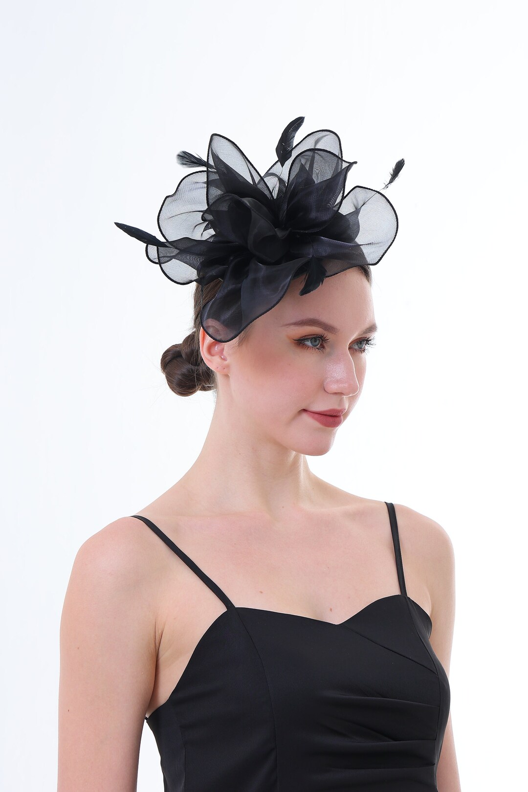 Black Color Fascinator Hat for Women Tea Party Wedding Kenturky Derby ...