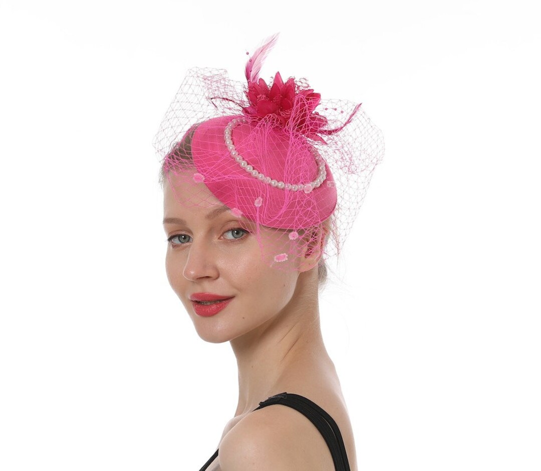 Hot Pink Color Fascinator Hat for Women Tea Party Wedding Kenturky ...