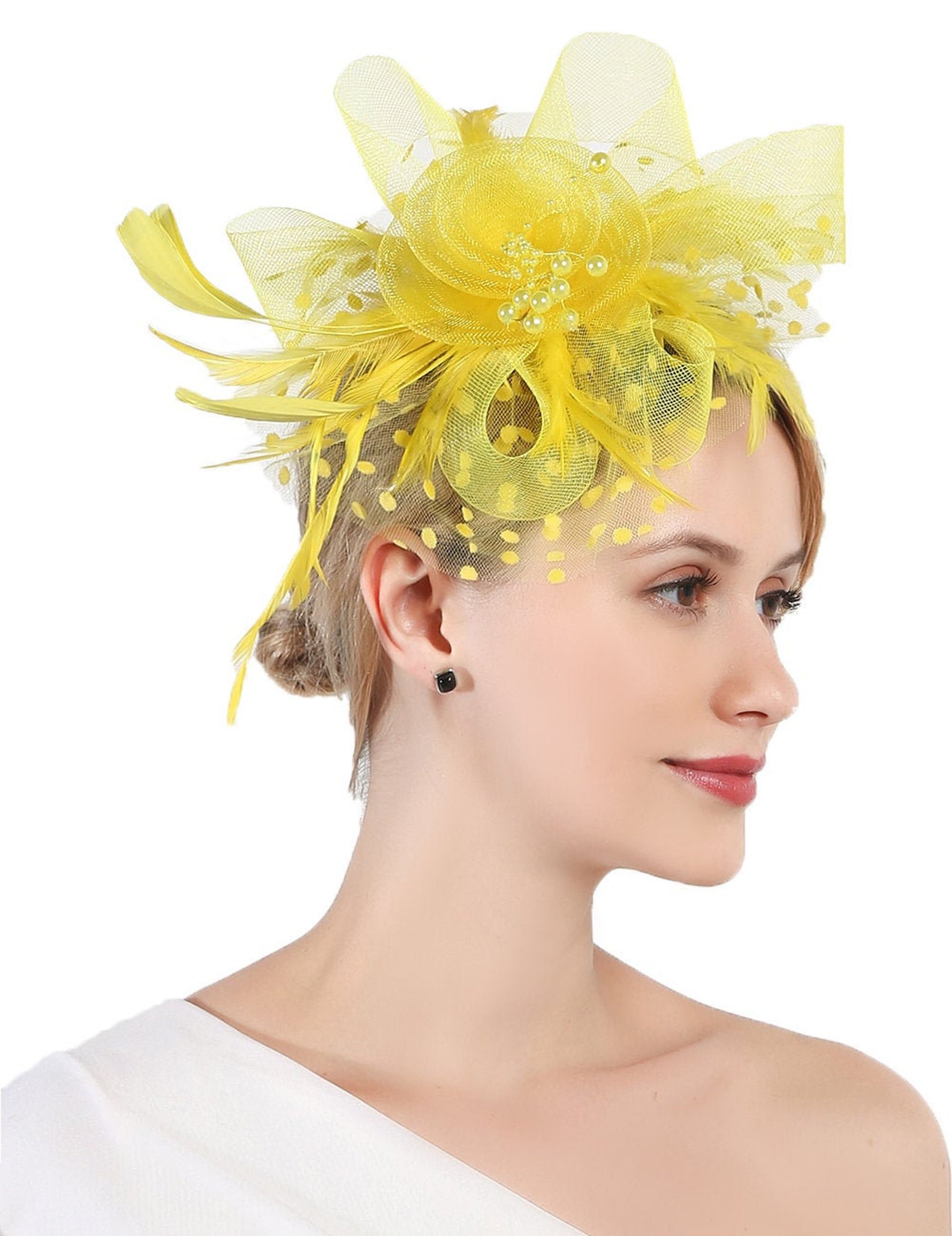 Yellow Color Fascinator Hat for Women Tea Party Wedding - Etsy