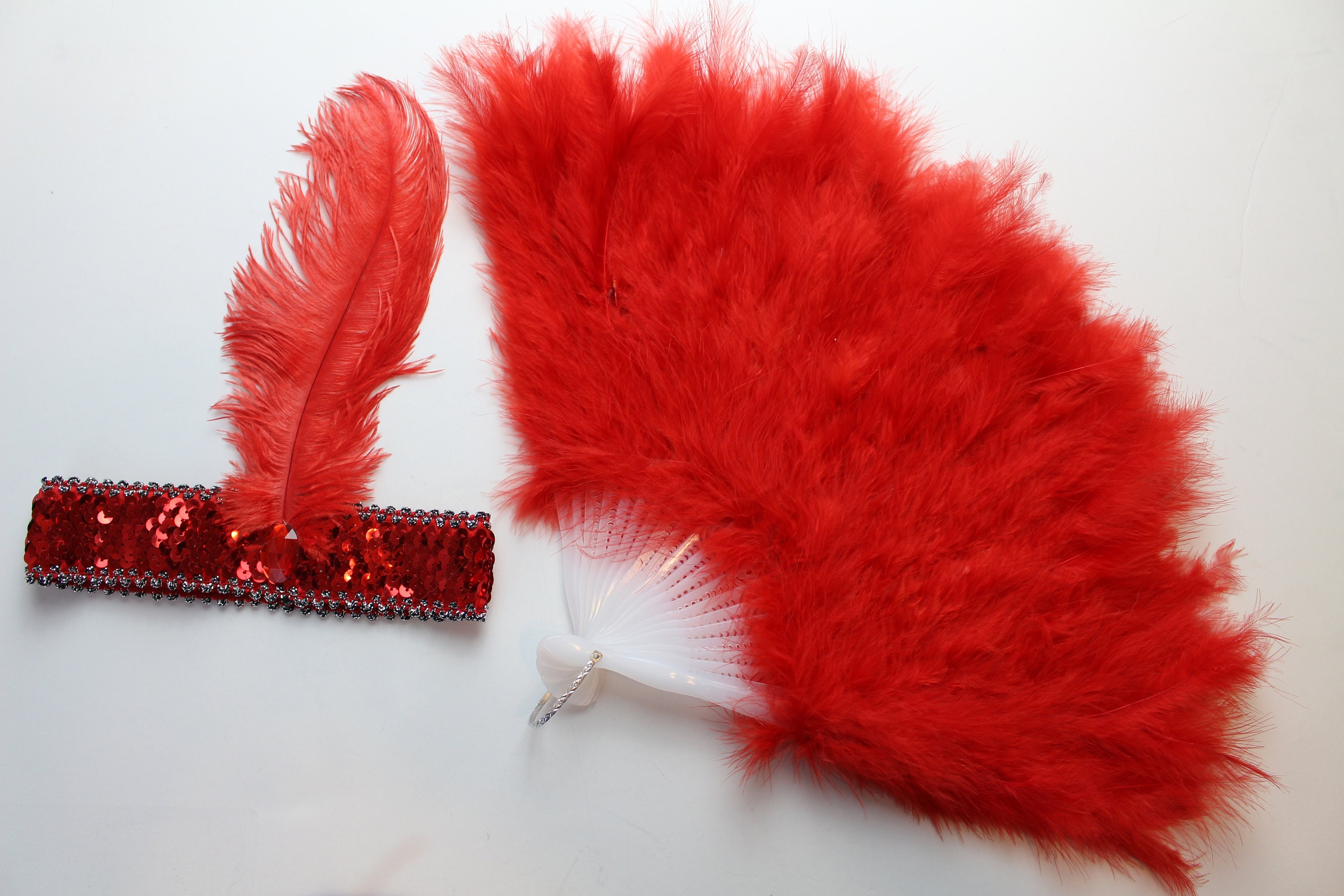 Red Feather Fan Feather Boa Ostrich Headdress-great for - Etsy