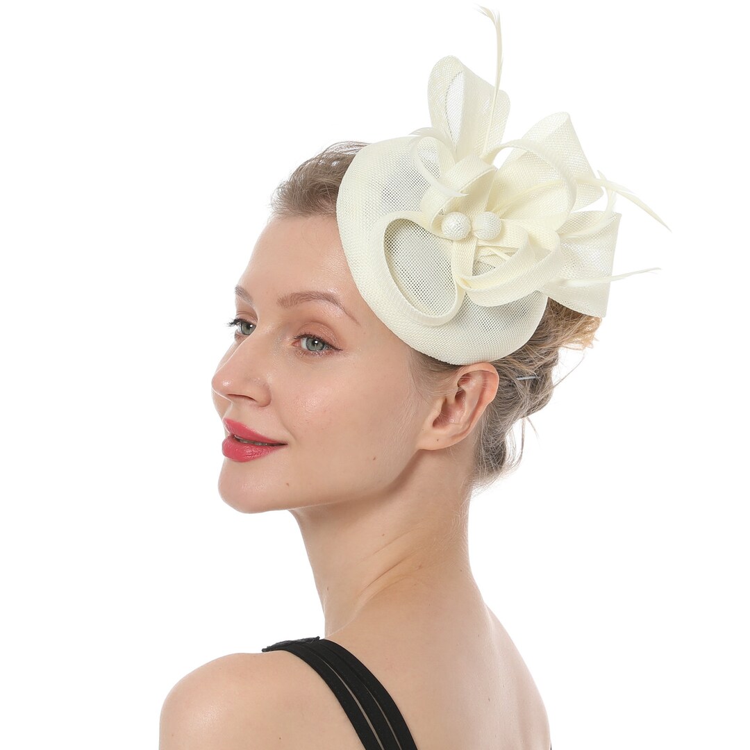 Beige Color Fascinator Hat for Women Tea Party Wedding Kenturky Derby ...