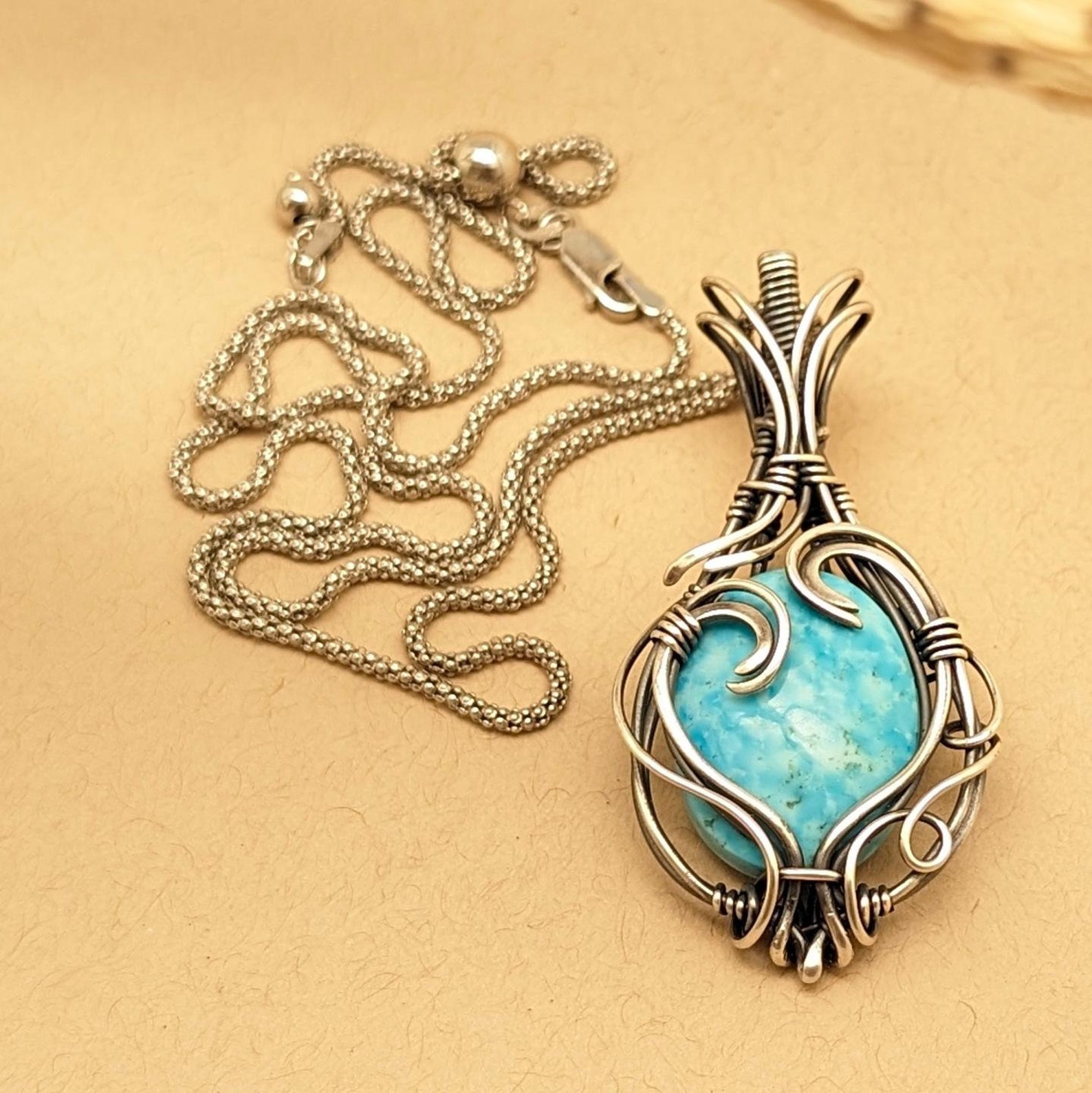 Large Stone Pendant Necklace Silver Gemstone Jewelry Gift for Wife ...