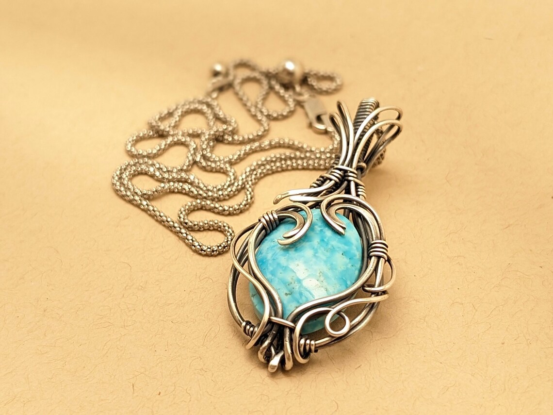 Large Stone Pendant Necklace Silver Gemstone Jewelry Gift for Wife ...