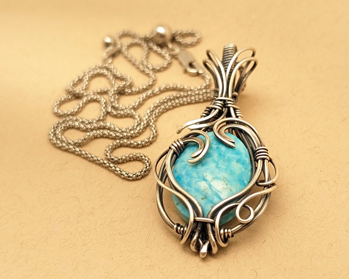 Large Stone Pendant Necklace Silver Gemstone Jewelry Gift for Wife ...