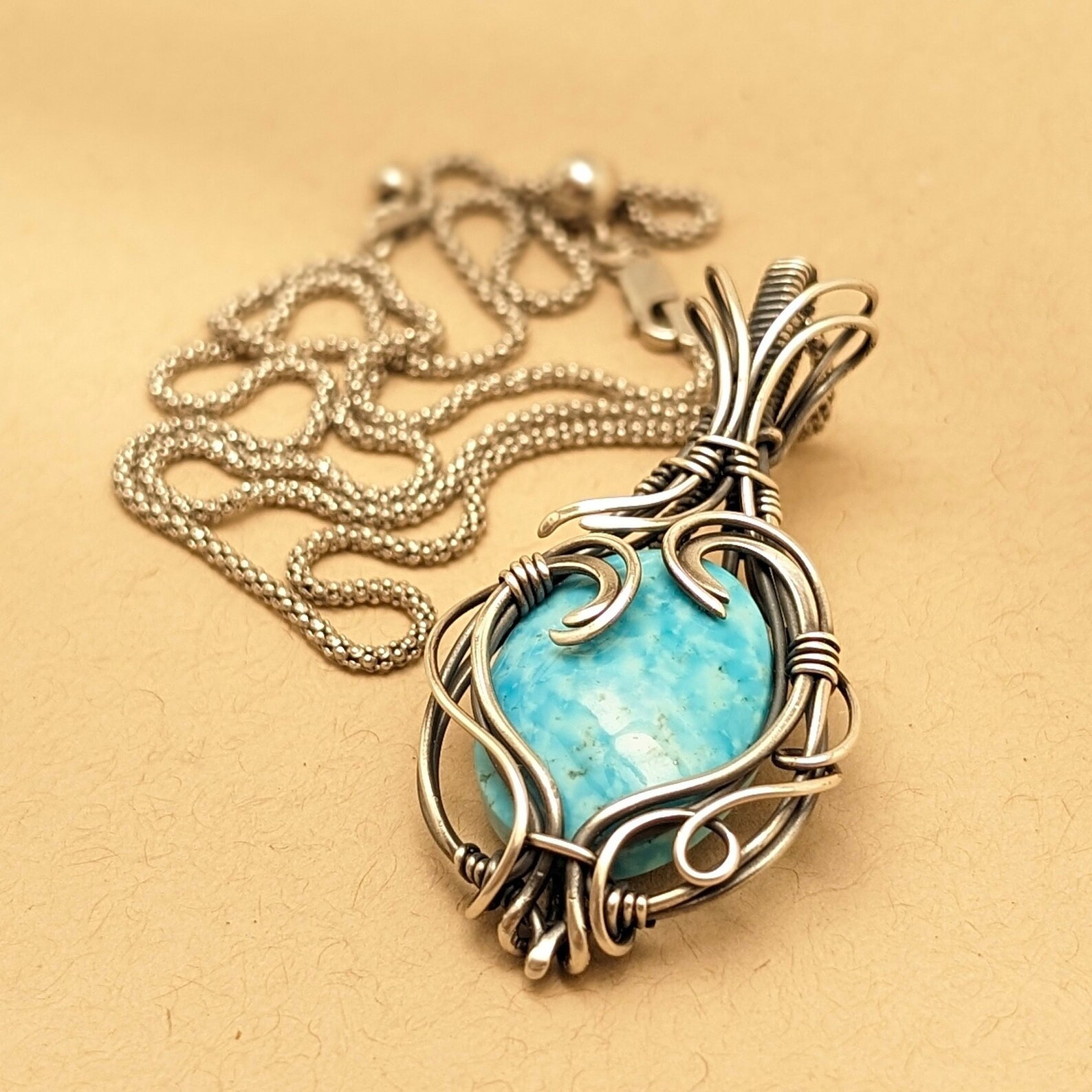 Large Stone Pendant Necklace Silver Gemstone Jewelry Gift for Wife ...