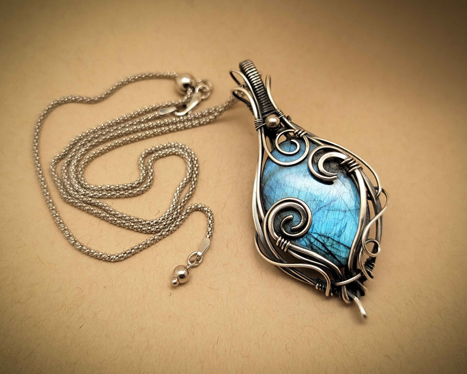 Large Stone Pendant Necklace Silver Gemstone Jewelry Gift for Wife ...