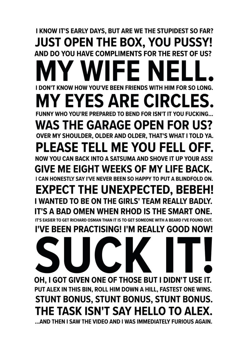 Taskmaster Series 7 James Acaster Quotes (A5, A4, A3 Poster or Print ...