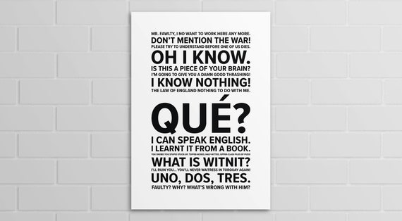 Fawlty Towers Quotes A5 A4 A3 Poster or Print - Etsy UK