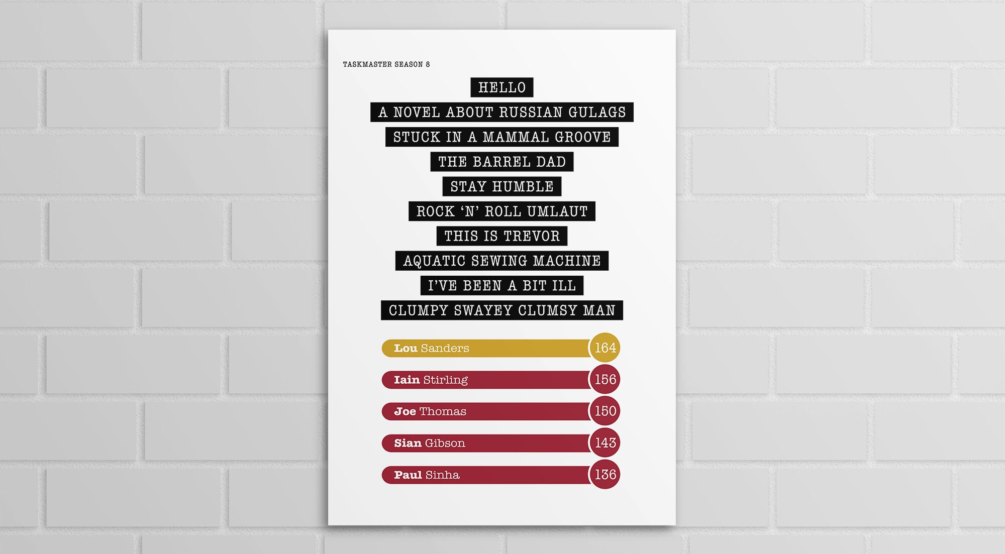 Taskmaster Series 8 A5 A4 A3 Poster or Print | Etsy