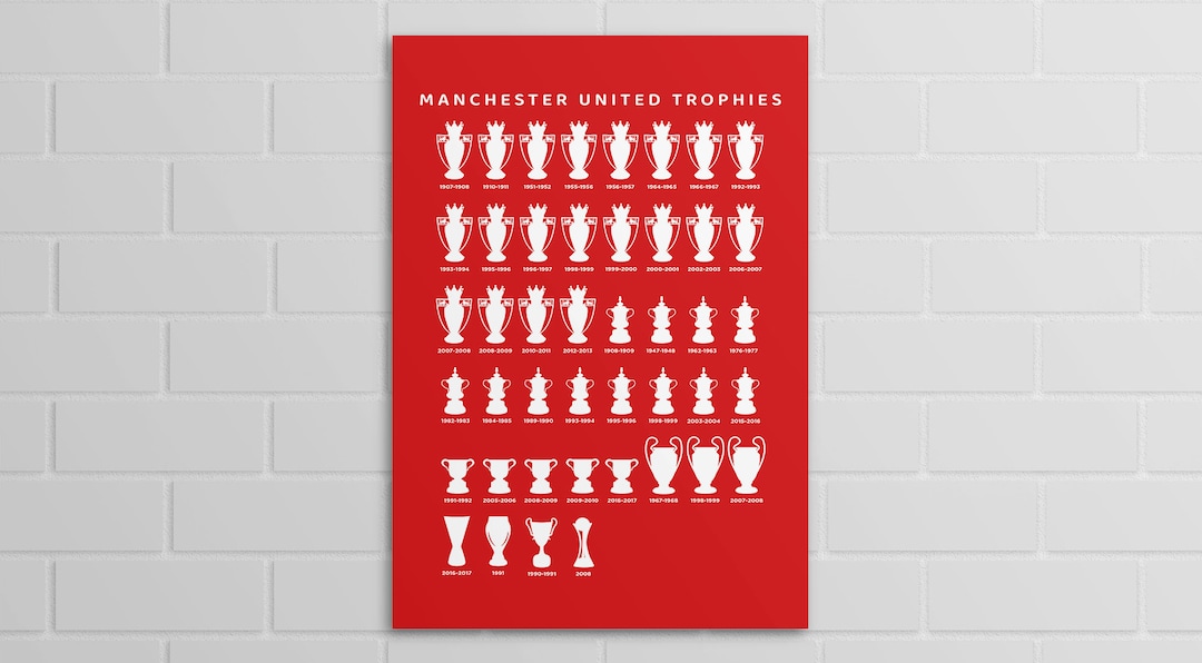 Man United Trophies (A5, A4, A3 Poster or Print) - Etsy