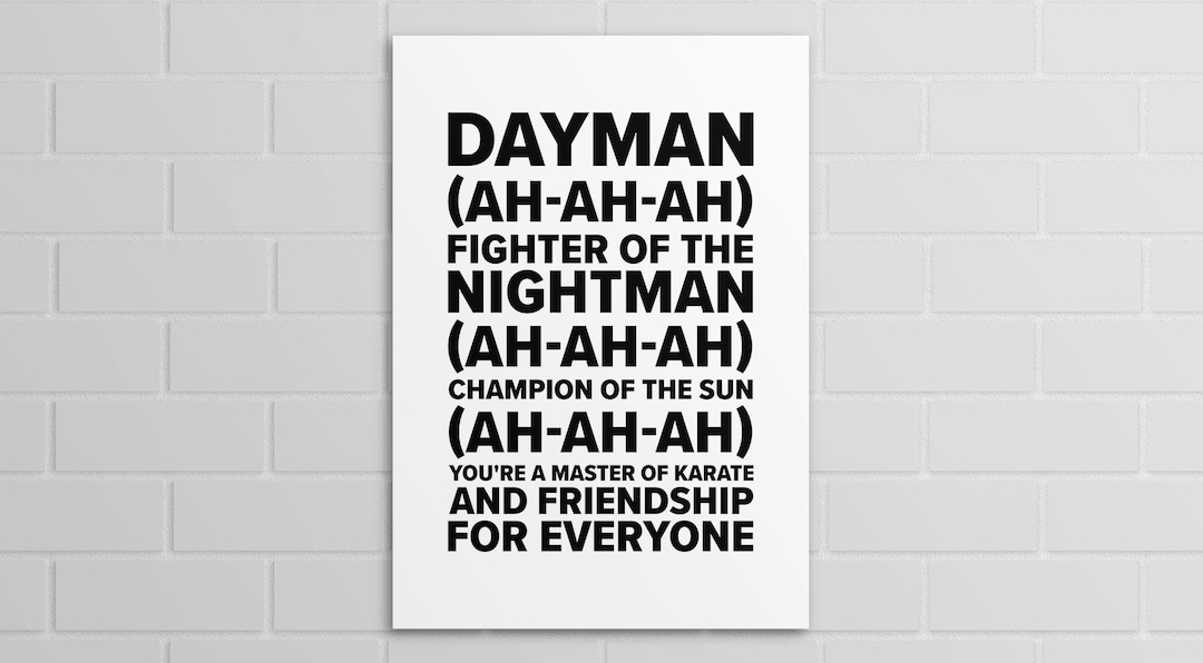 Dayman Lyrics A5 A4 A3 Poster or Print - Etsy