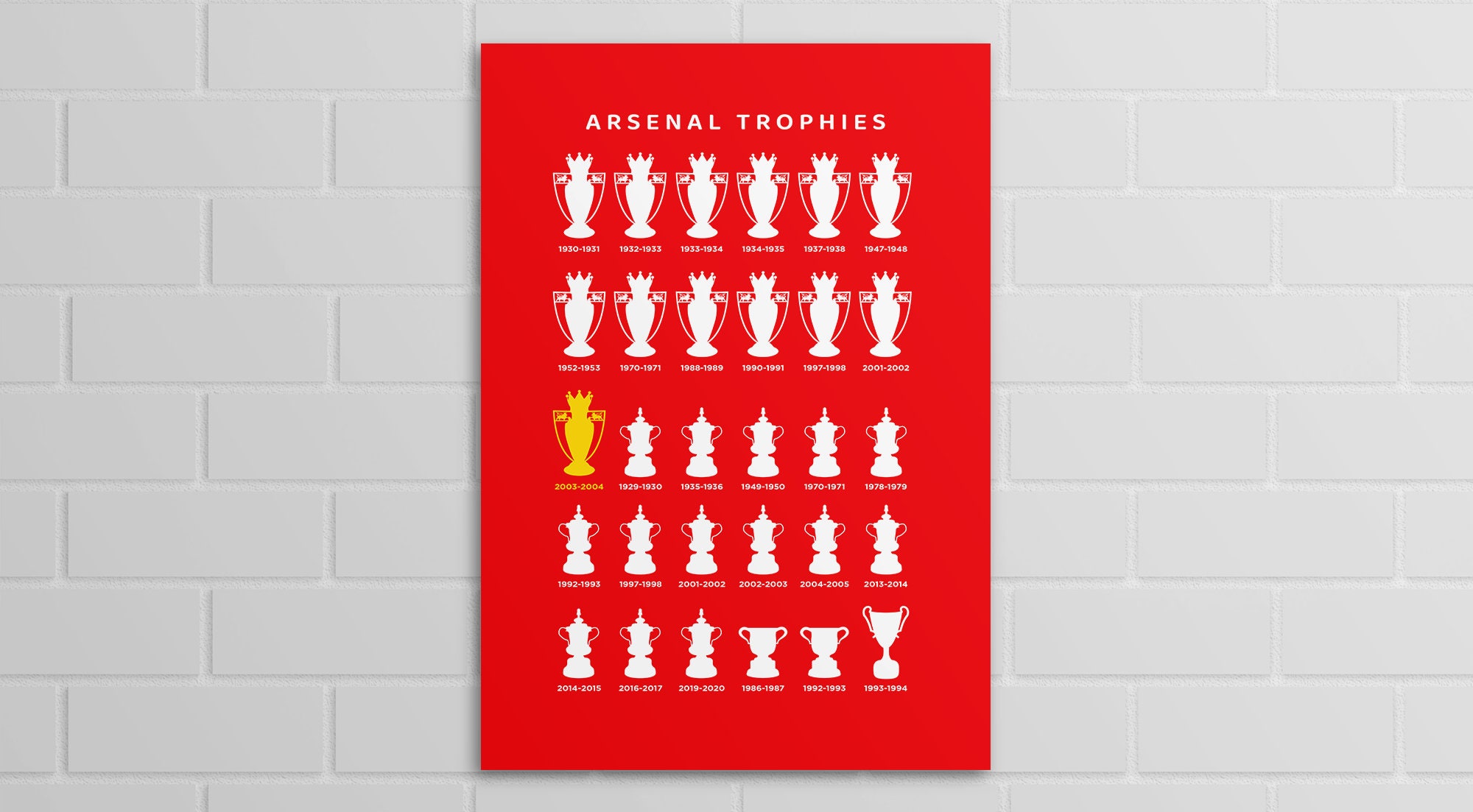 Arsenal Trophies A5 A4 A3 Poster or Print - Etsy UK
