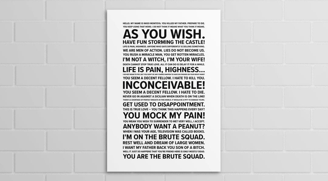 Princess Bride Quotes (A5, A4, A3 Poster or Print) - Etsy