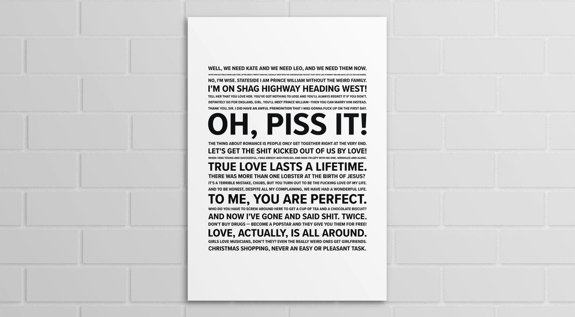 Love Actually Quotes (A5, A4, A3 Poster or Print) - Etsy