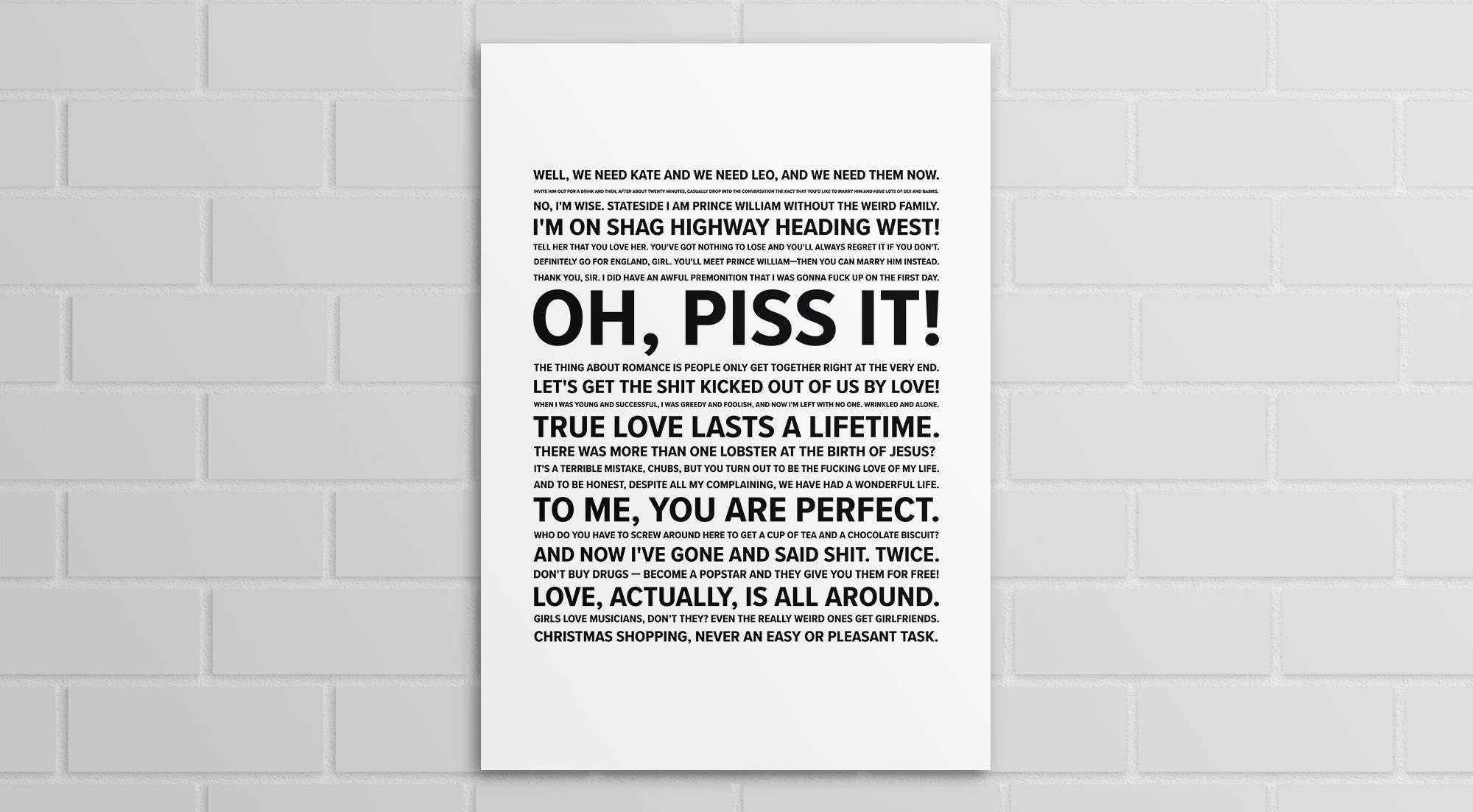 Love Actually Quotes (A5, A4, A3 Poster or Print) - Etsy UK