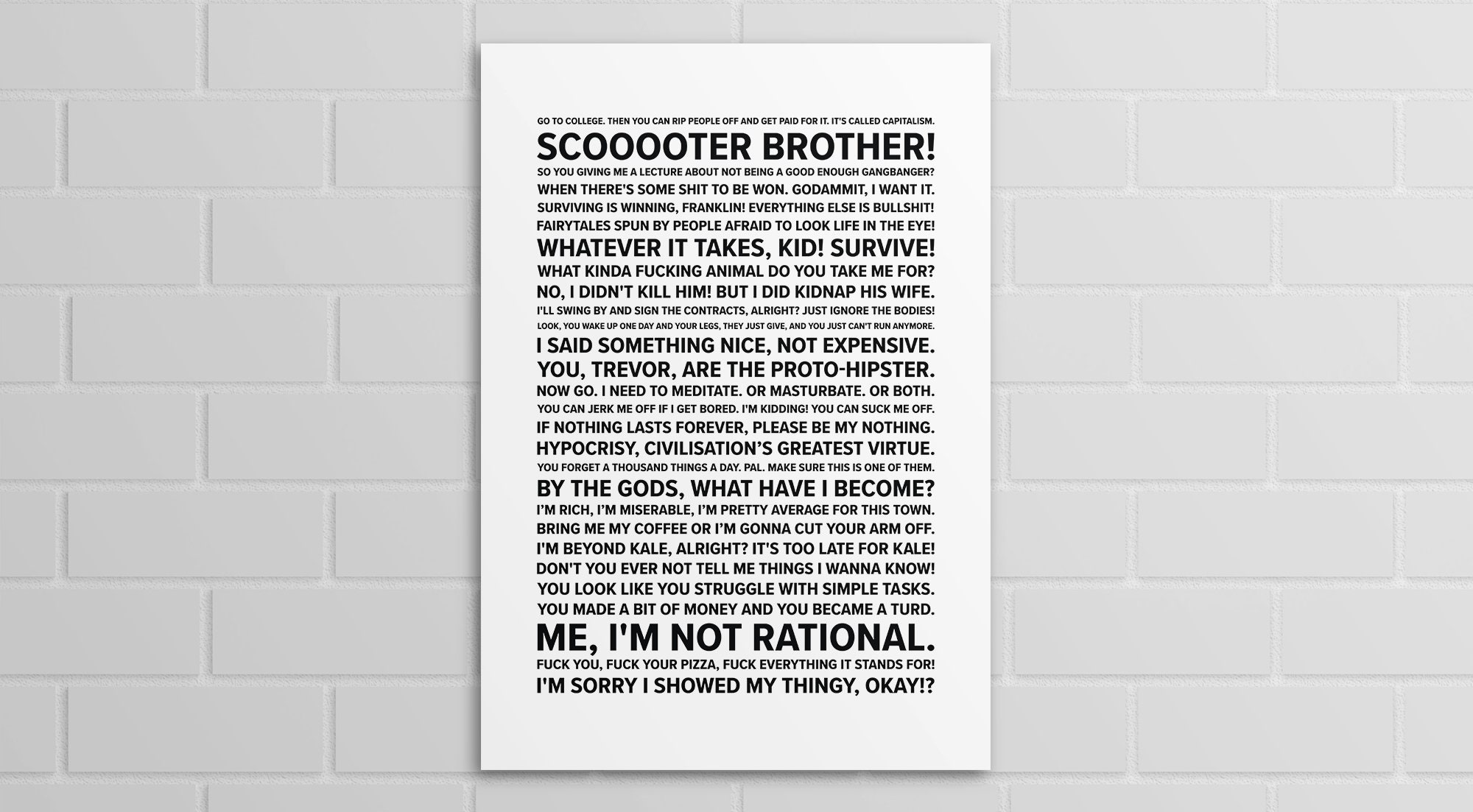 GTA 5 Quotes A5 A4 A3 Poster or Print - Etsy UK