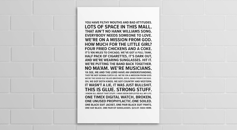 Blues Brothers Quotes (A5, A4, A3 Poster or Print) - Etsy