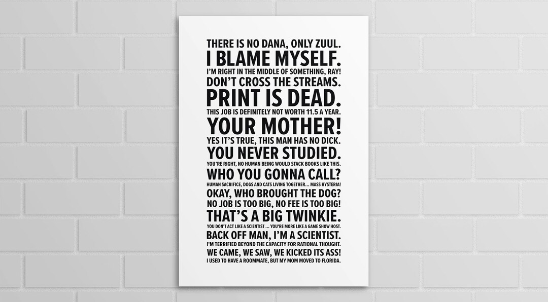 Ghostbusters Quotes A5, A4, A3 Poster or Print - Etsy