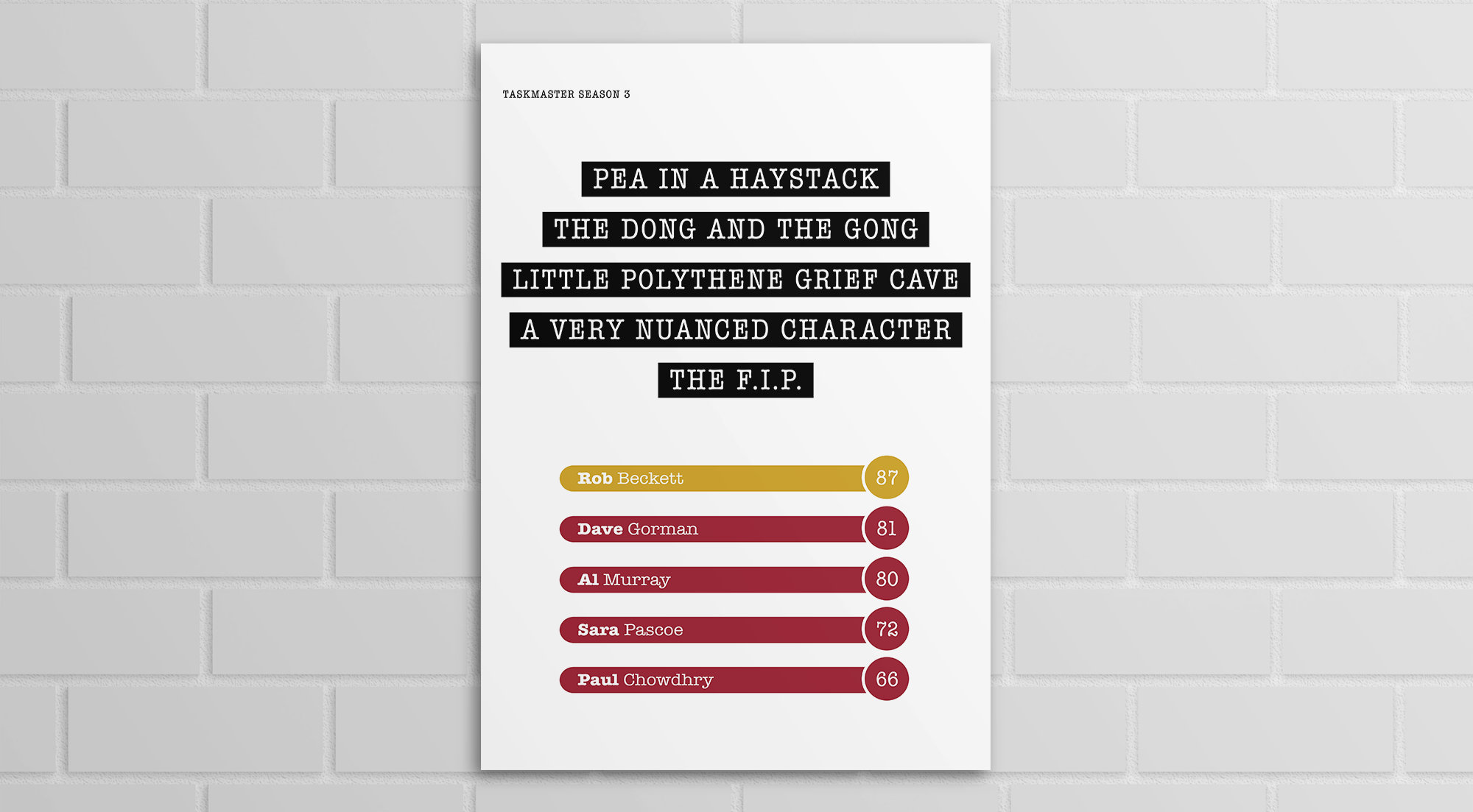 Taskmaster Series 3 A5 A4 A3 Poster or Print - Etsy UK