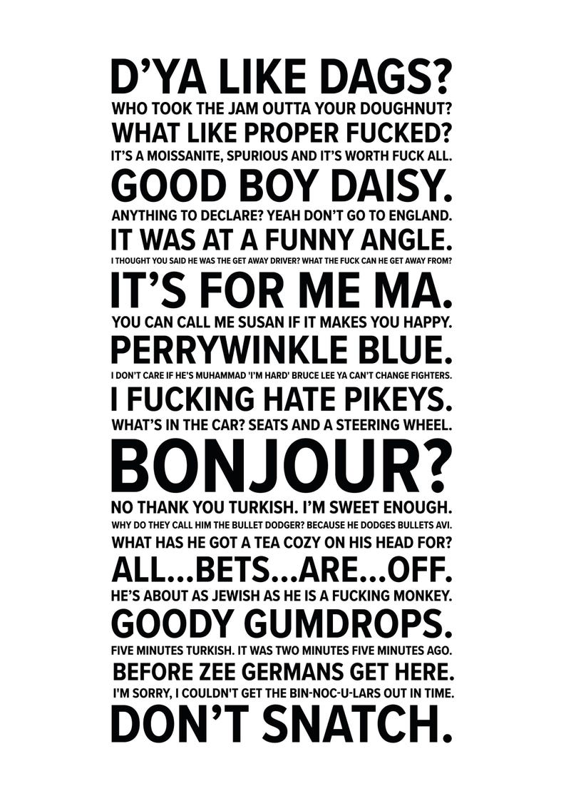 Snatch Quotes (A5, A4, A3 Poster or Print) - Etsy