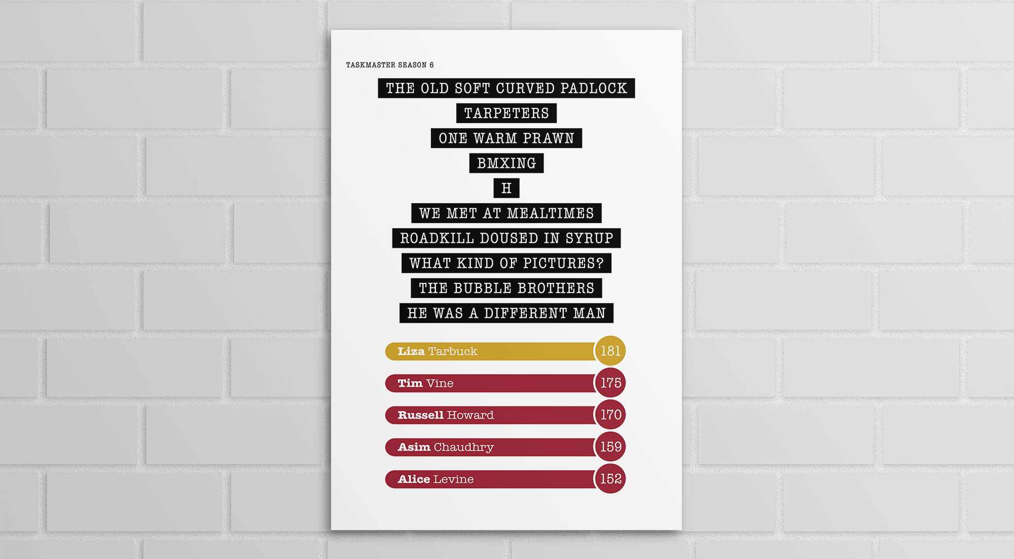 Taskmaster Series 6 A5 A4 A3 Poster or Print - Etsy