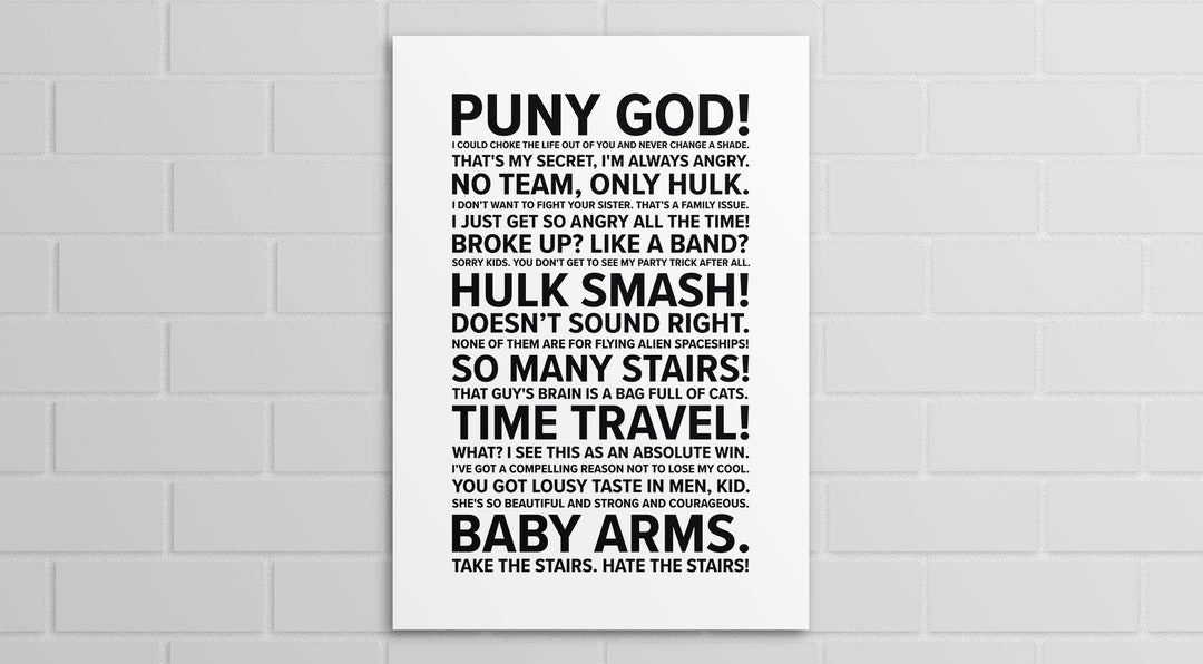 Hulk Quotes (A5, A4, A3 Poster or Print) - Etsy