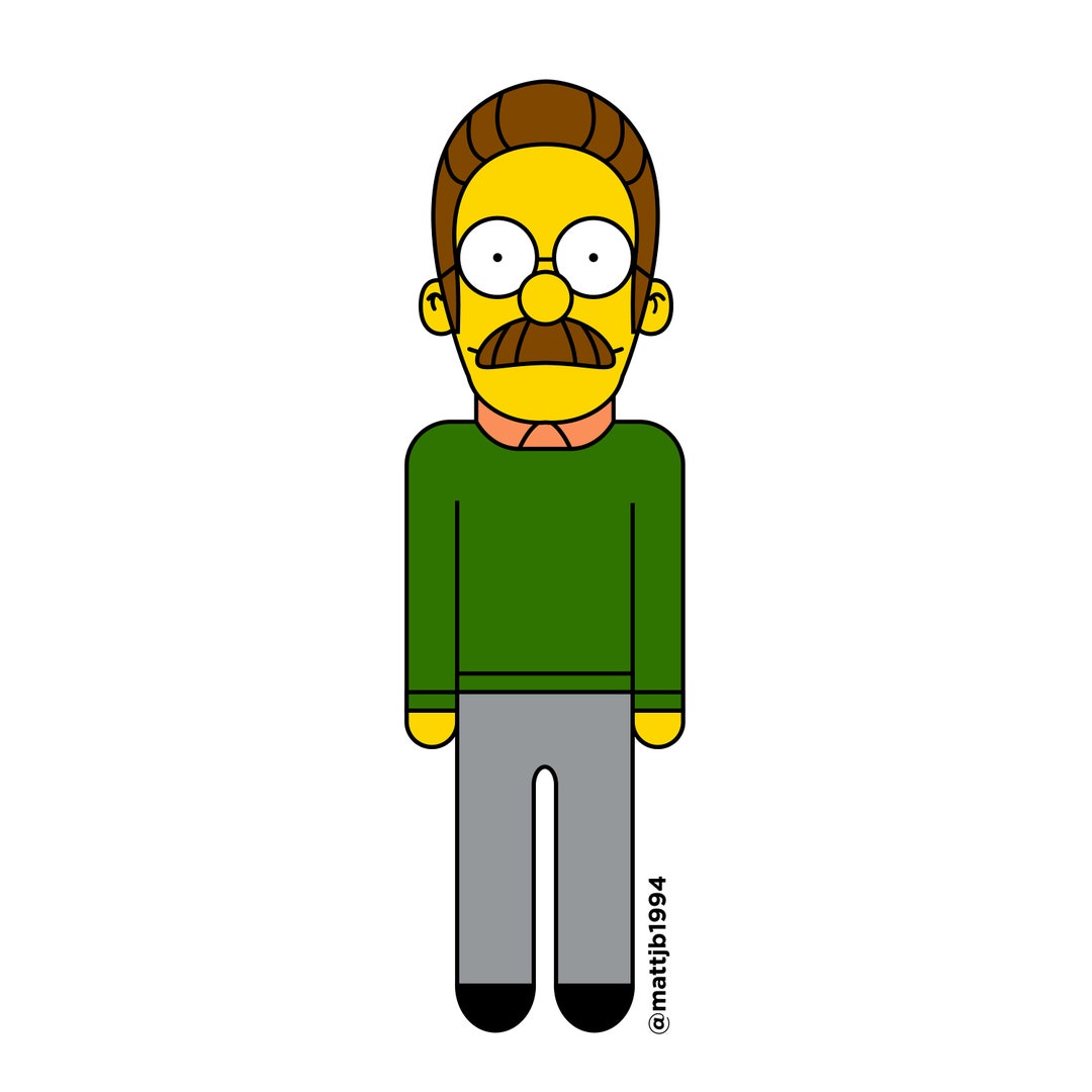 Ned Flanders | Sticker | A5, A4, A3 Poster or Print - Etsy