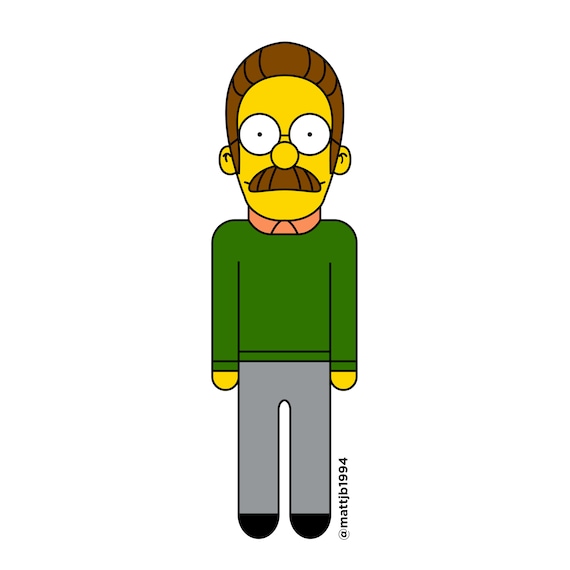 Ned Flanders Sticker A5 A4 A3 Poster or Print | Etsy