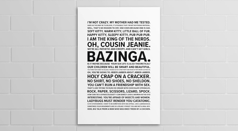 Big Bang Theory Quotes A5 A4 A3 Poster or Print | Etsy