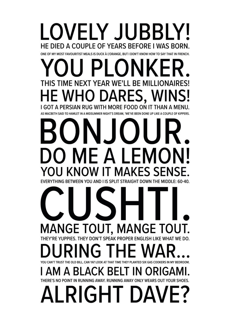 Only Fools and Horses Quotes A5 A4 A3 poster or print | Etsy