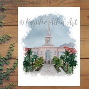 Red Cliffs Utah Temple Watercolor, Digital Download - Etsy
