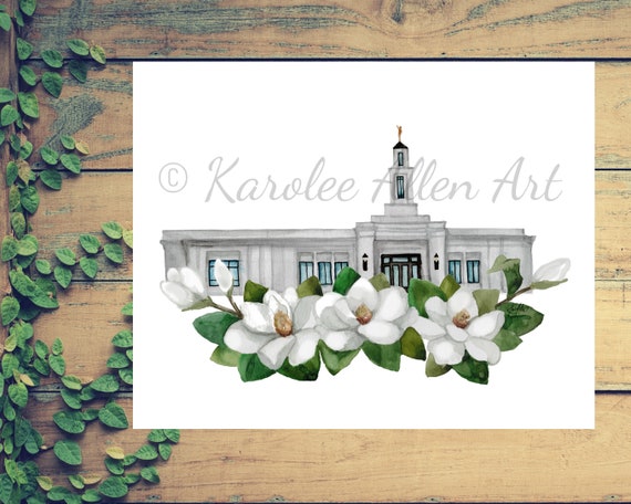 Baton Rouge Temple Watercolor Raleigh North Carolina Memphis - Etsy
