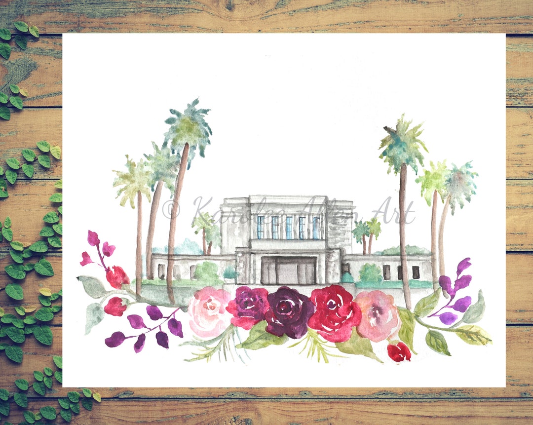 Mesa Arizona Temple Print, Digital Download, Mesa Temple Watercolor ...