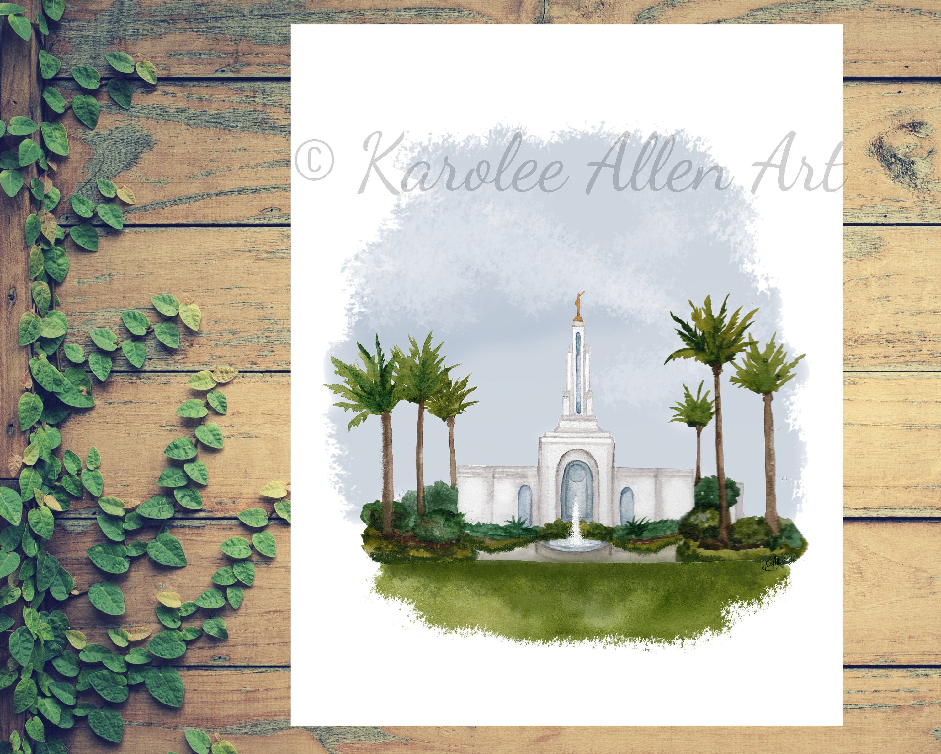 Redlands California Temple Watercolor, Digital Download, Customizable ...