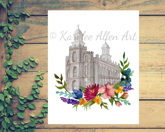Logan Utah Temple Watercolor Print Digital Download | Etsy