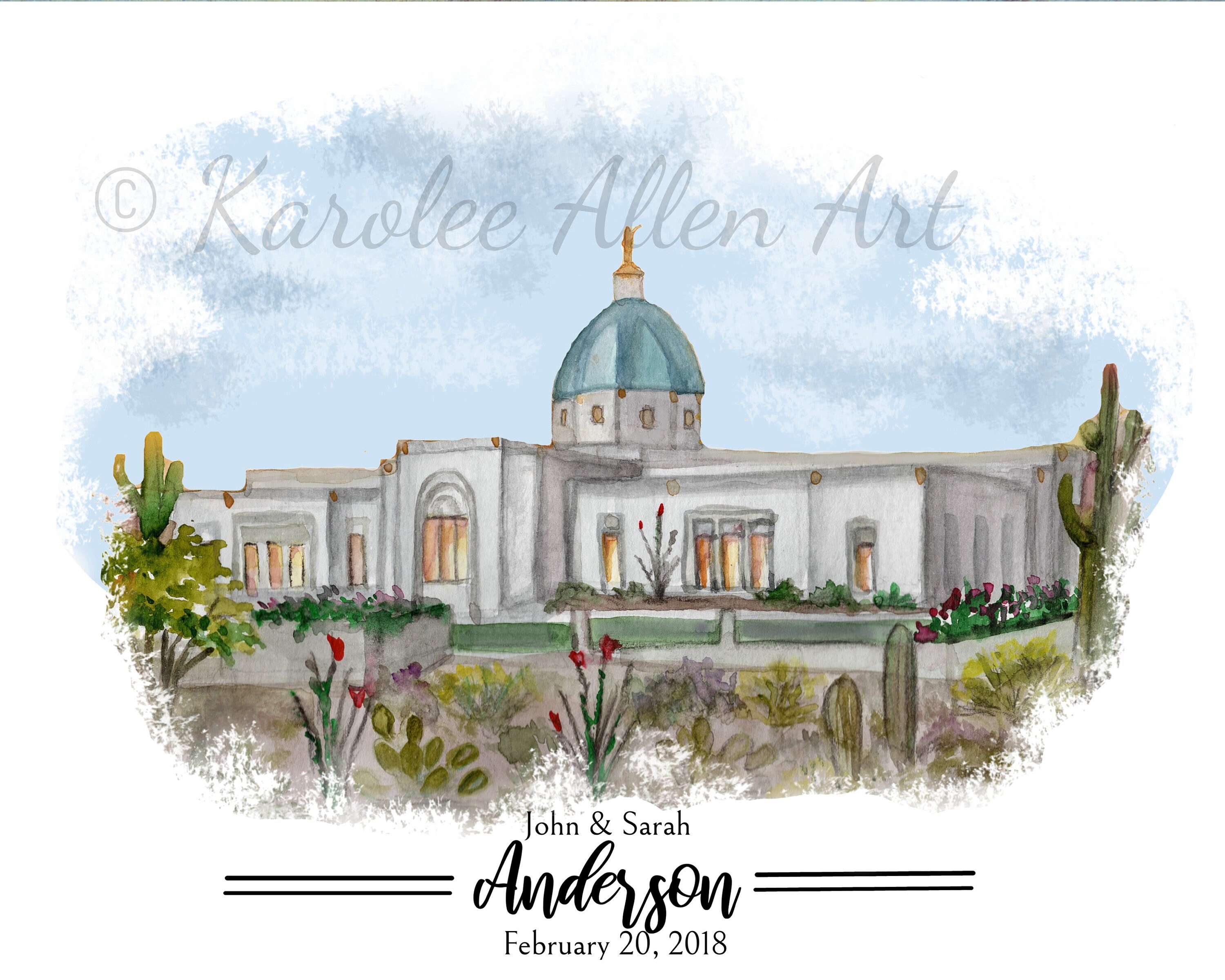 Tucson, Arizona Temple Watercolor Print, Digital Download, Custom - Etsy