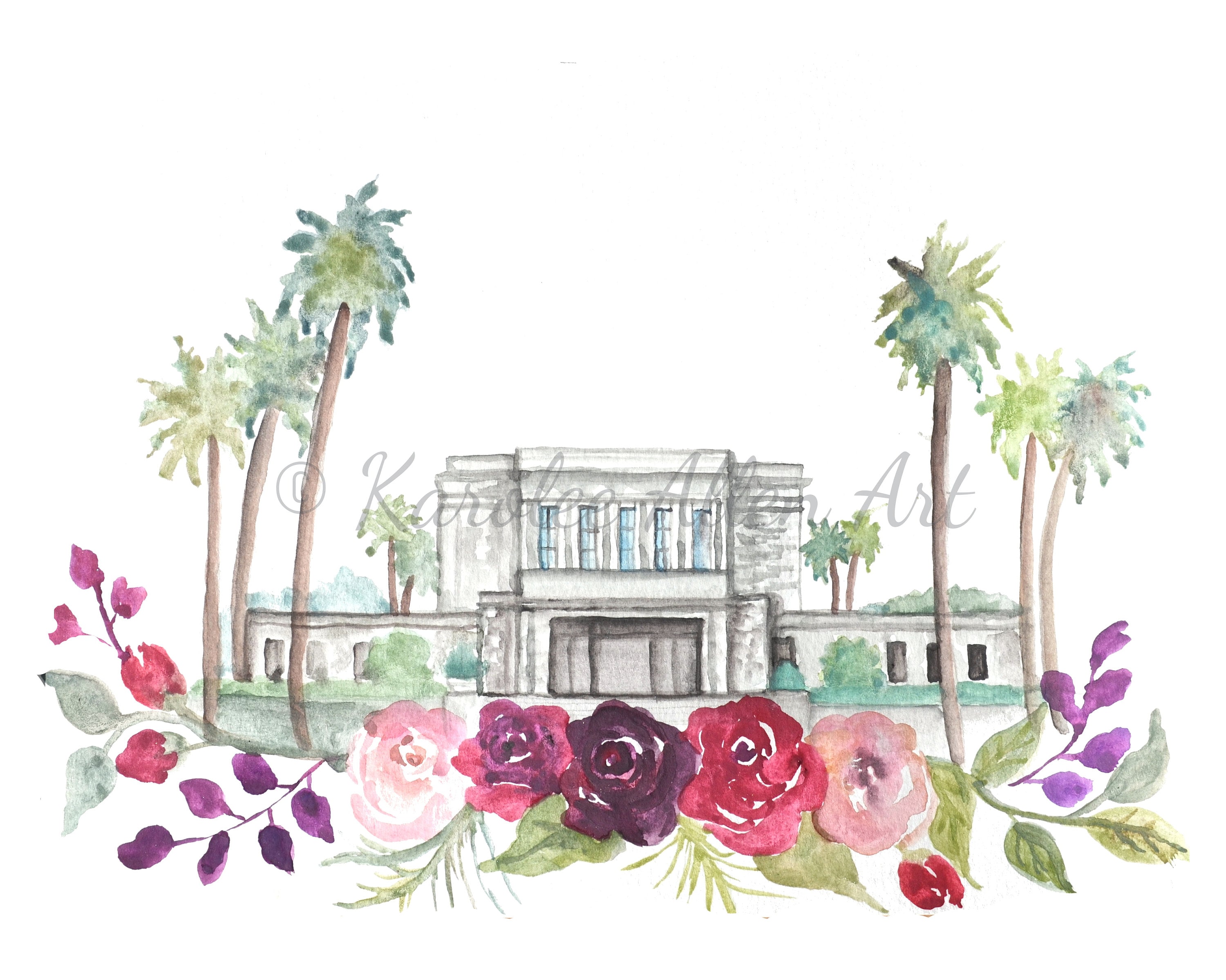 Mesa Arizona Temple Print, Descarga digital, Mesa Temple Acuarela ...