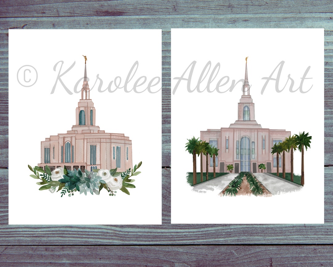 Red Cliffs Utah Temple Watercolor, Digital Download - Etsy