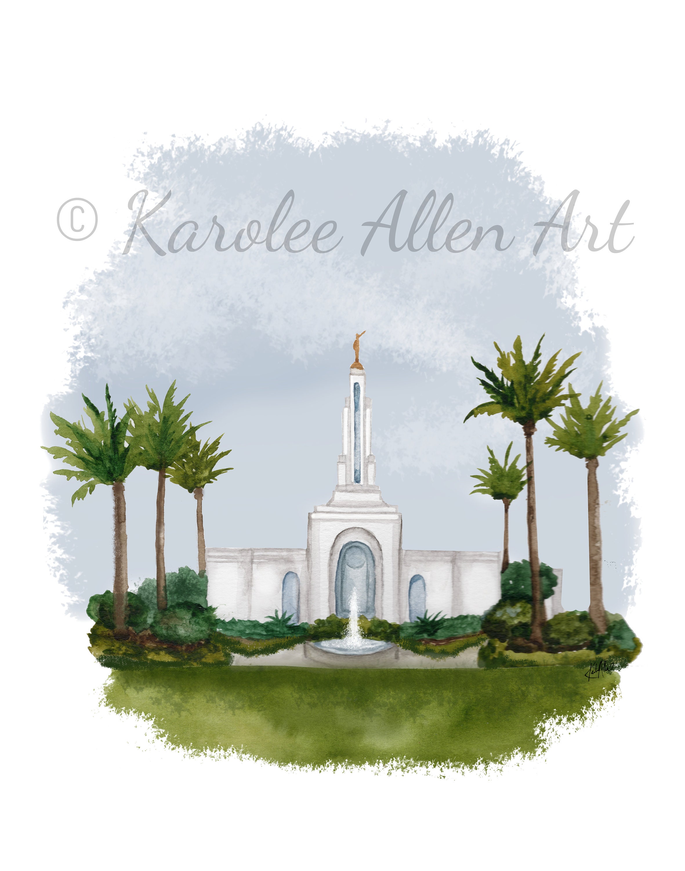 Redlands California Temple Watercolor, Digital Download, Customizable ...