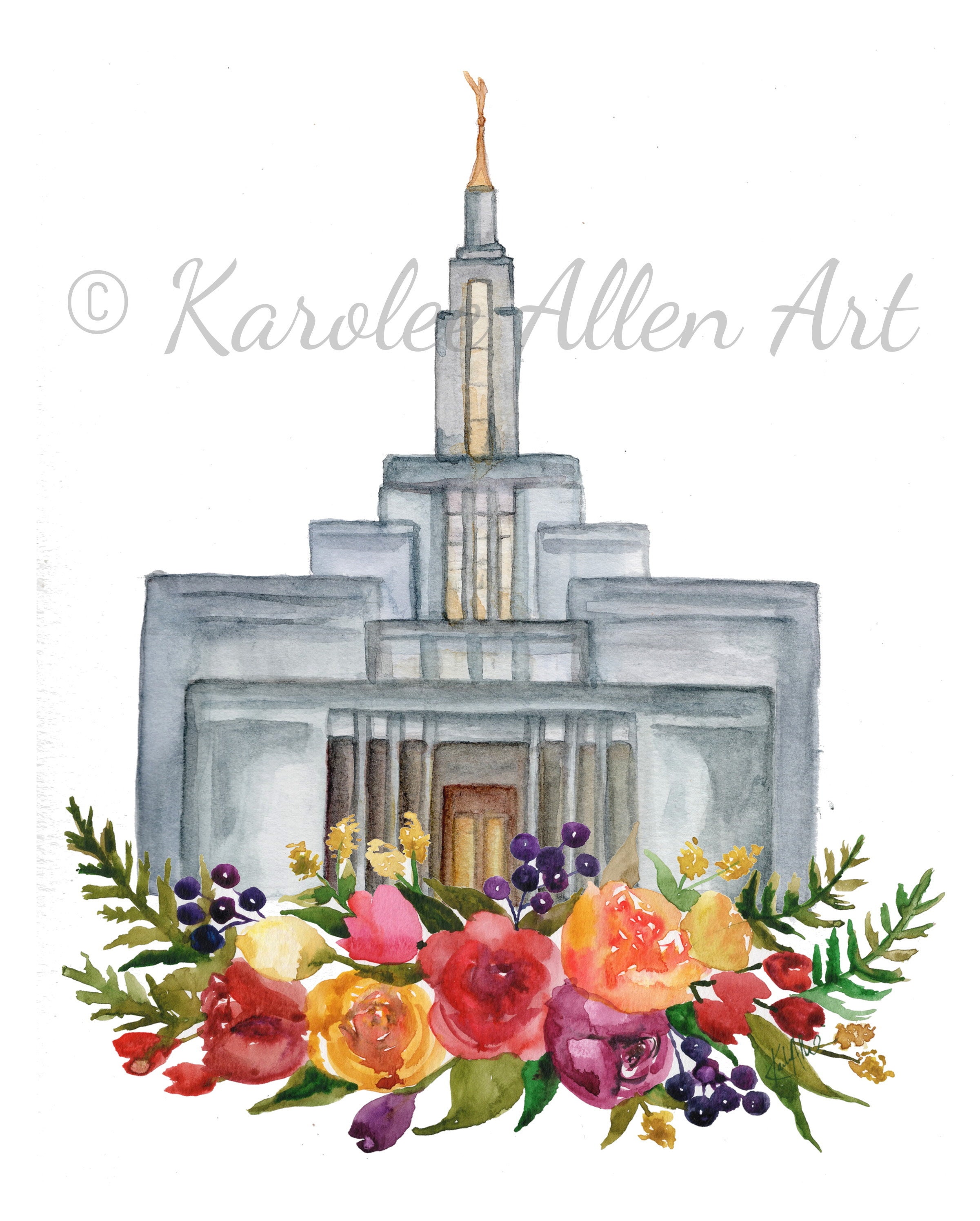 Draper Temple Watercolor Print Digital Download Customizable | Etsy