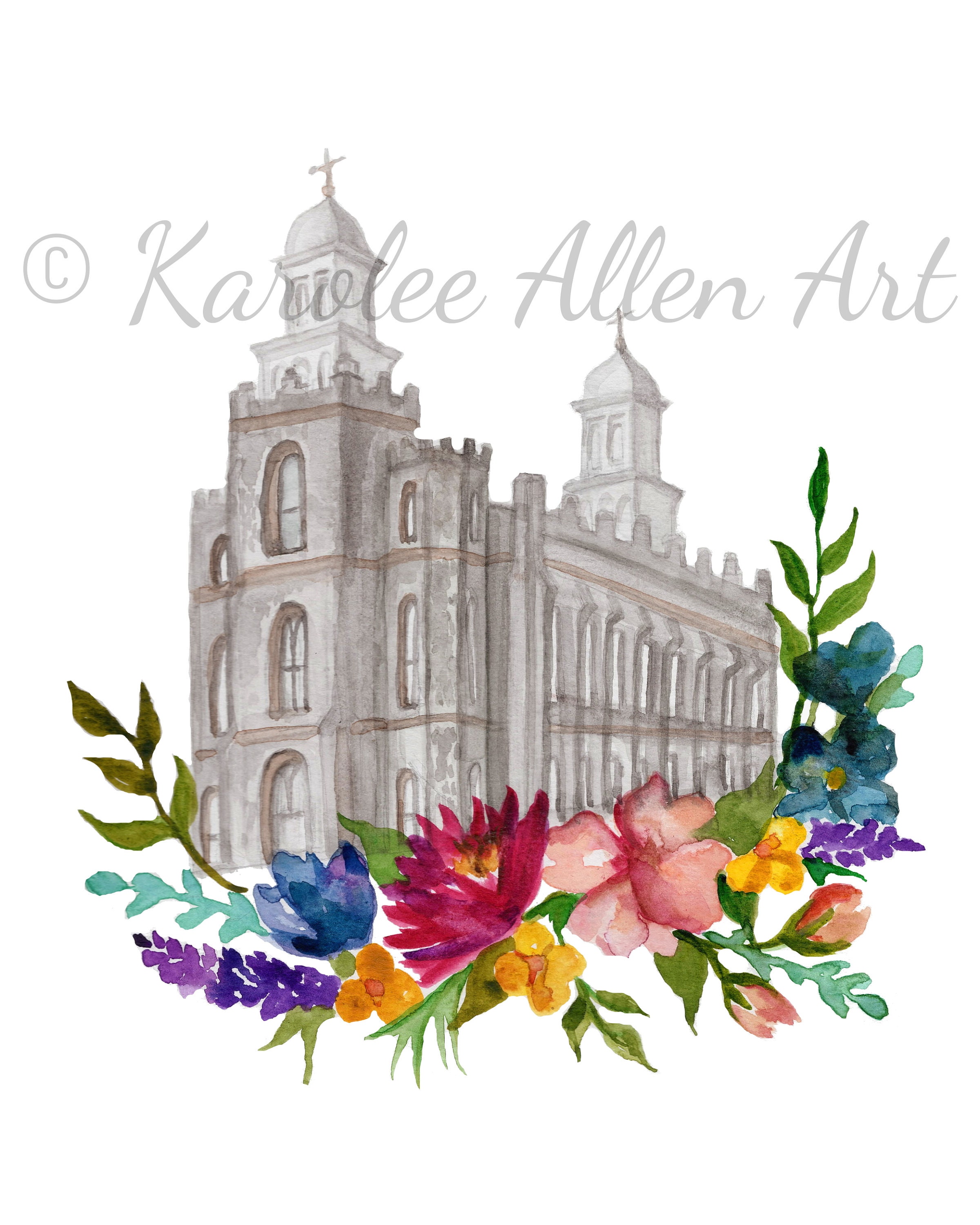 Logan Utah Temple Watercolor Print, Digital Download, Personalized - Etsy