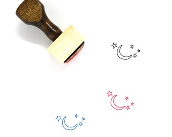Crescent Moon and Stars Rubber Stamp Set - Etsy