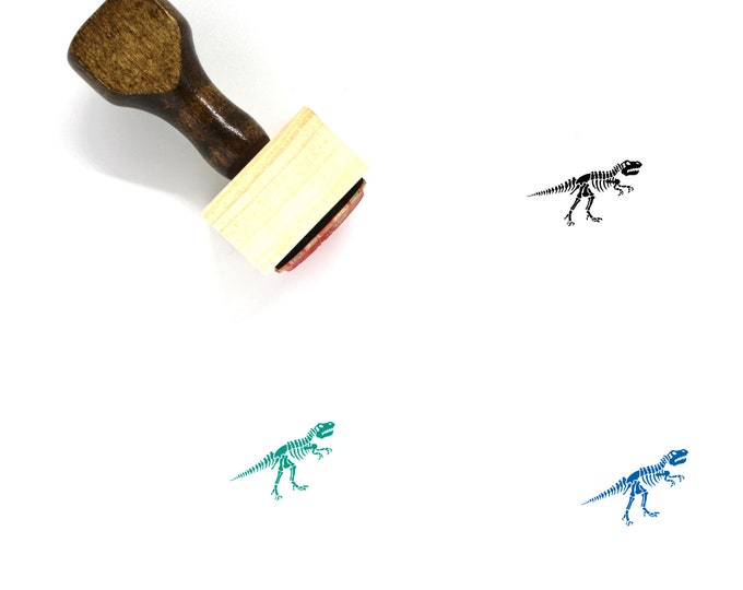 Excavated Raptor Skeleton Dinosaur Fossil Square Rubber Stamp for ...