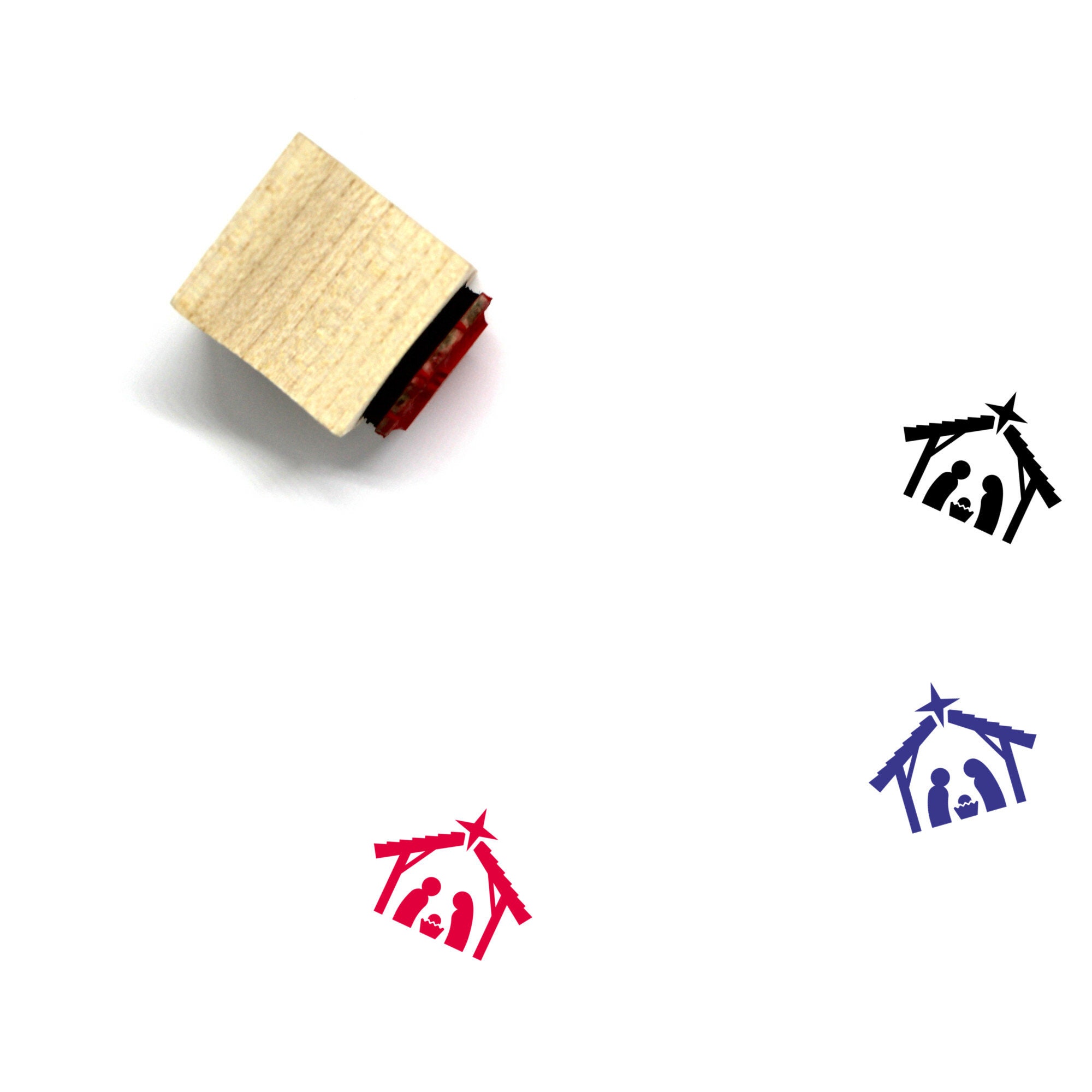 Nativity Scene Wooden Rubber Stamp - Etsy