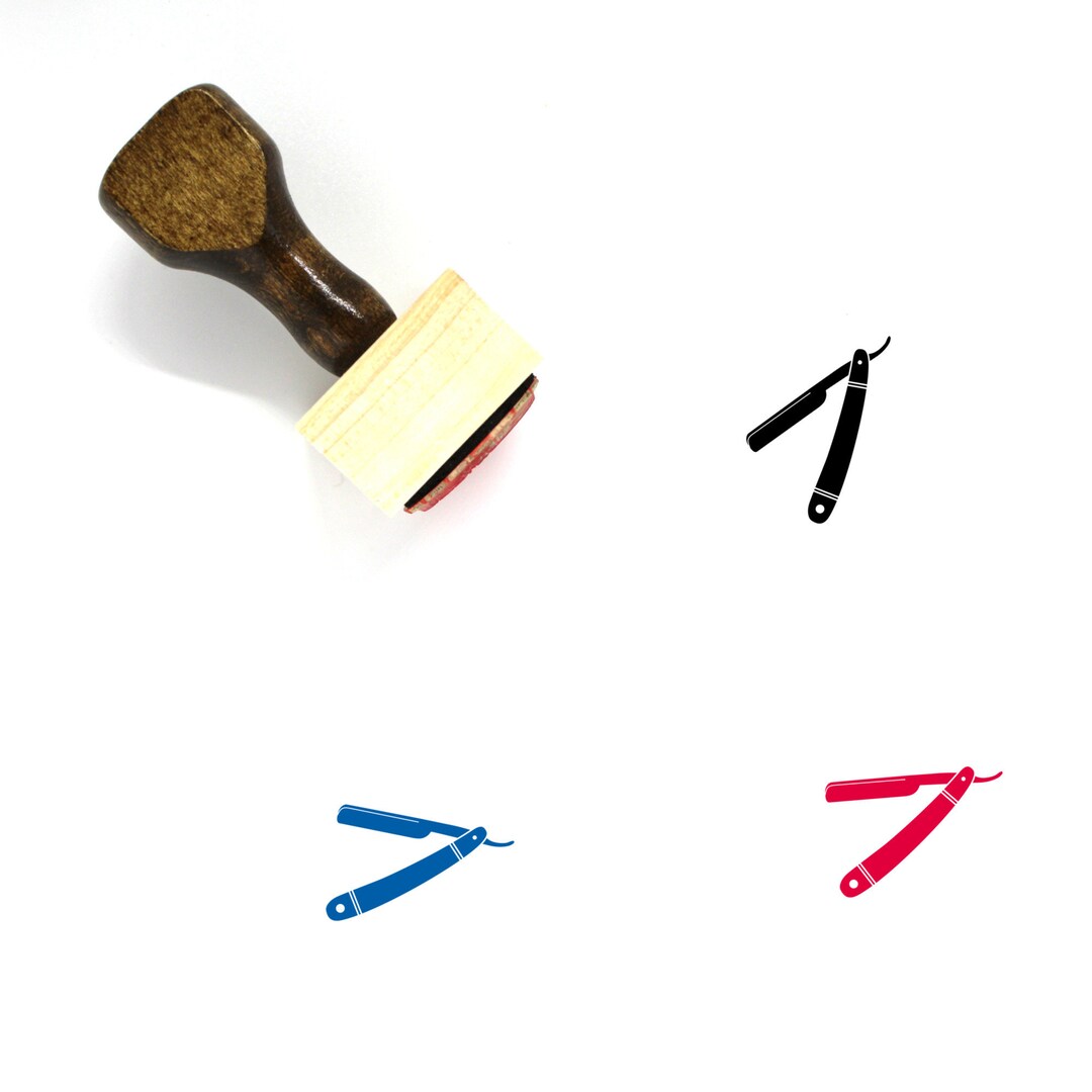 Straight Razor Wooden Rubber Stamp - Etsy