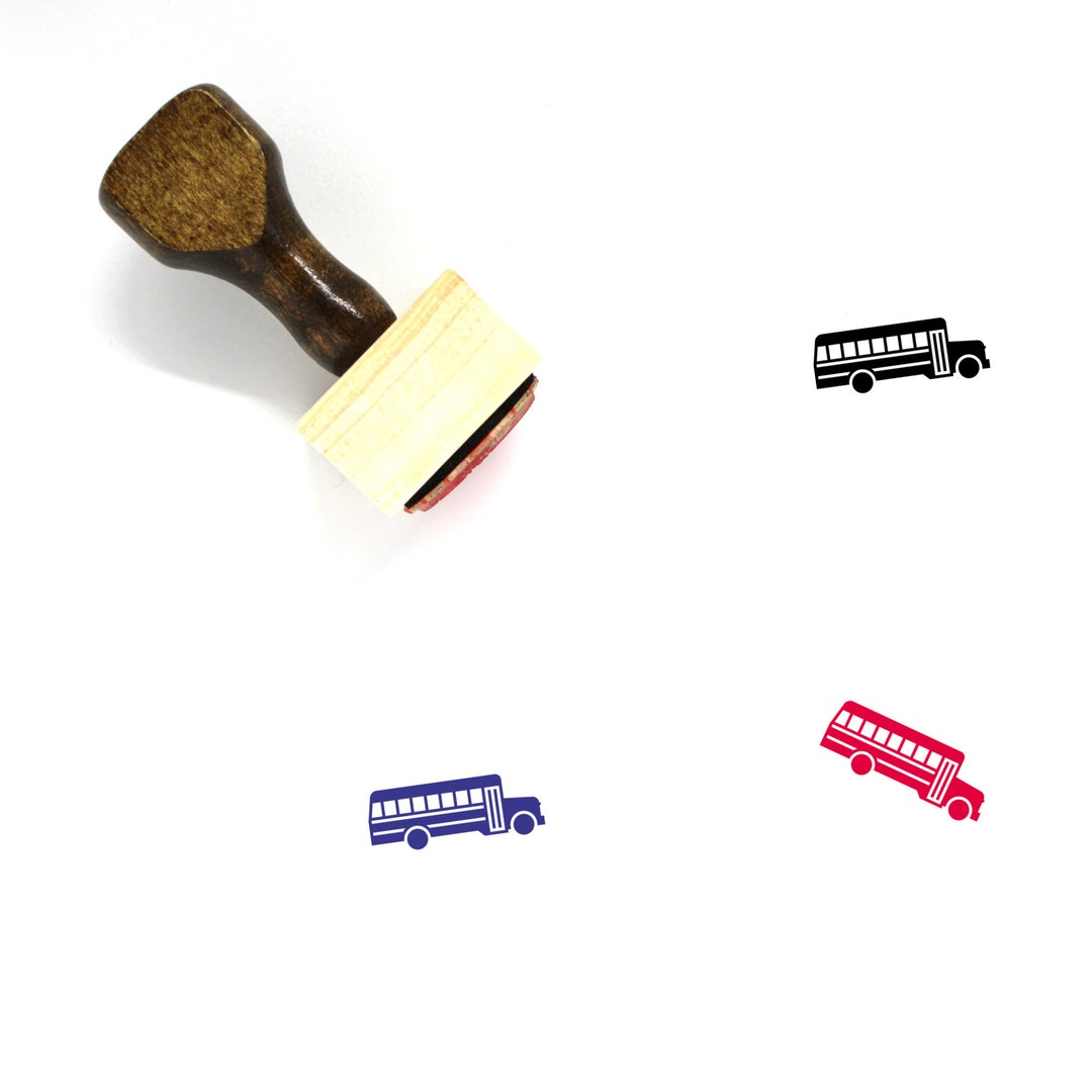 School Bus Wooden Rubber Stamp - Etsy