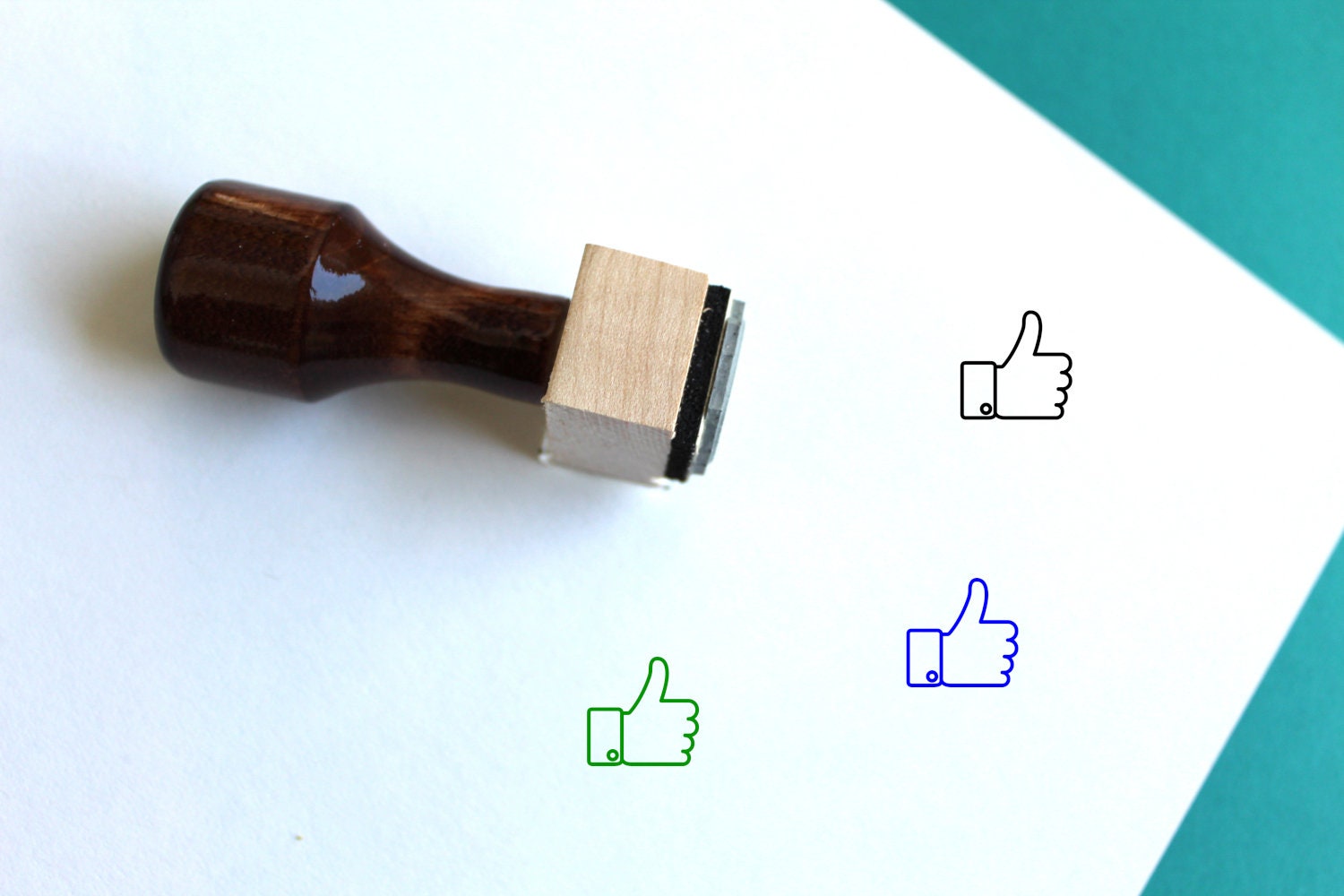 Thumbs Up Wooden Rubber Stamp | Etsy